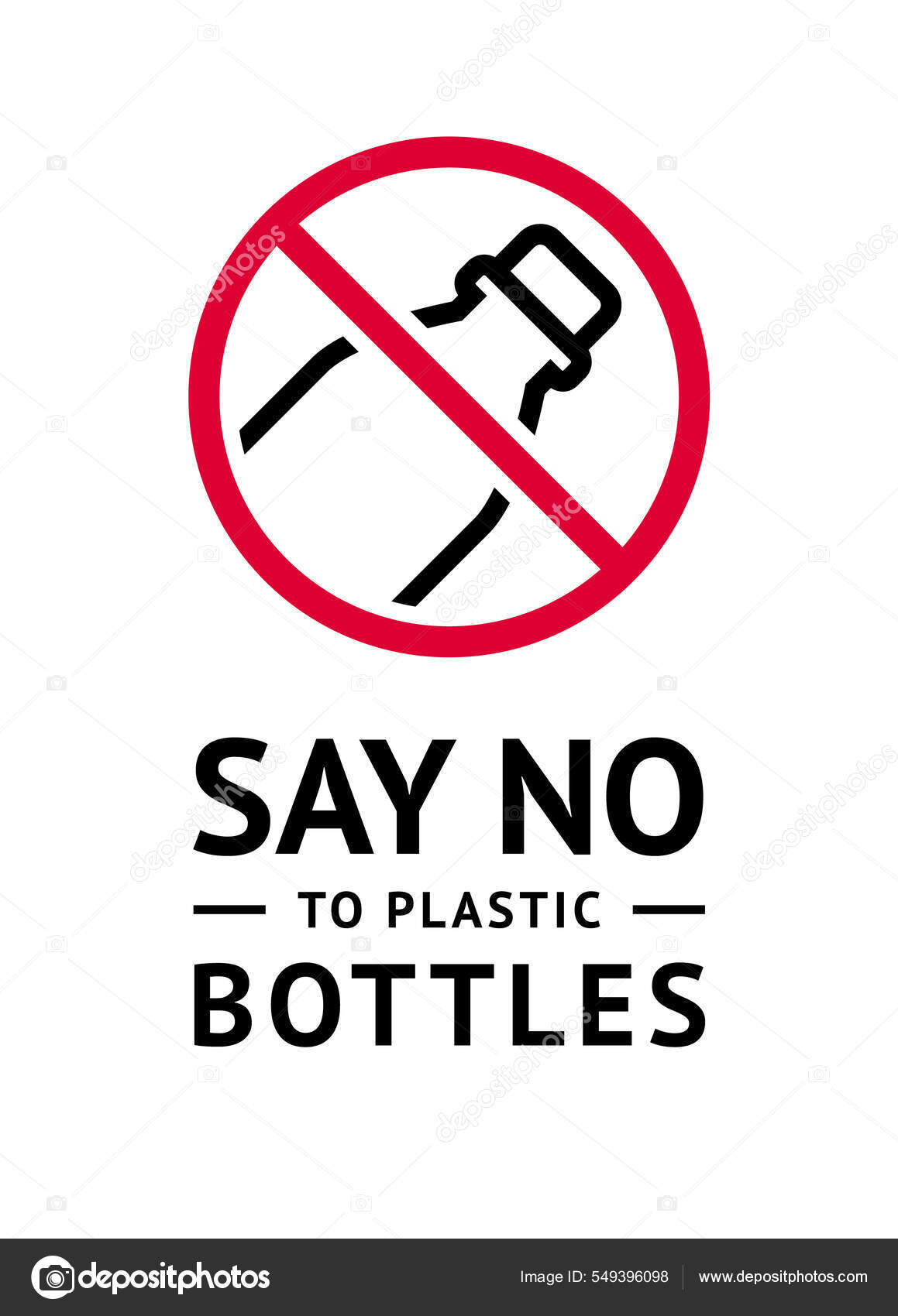 Image vectorielle Pas Bouteille Plastique Affiche Interdite Autocollant ...