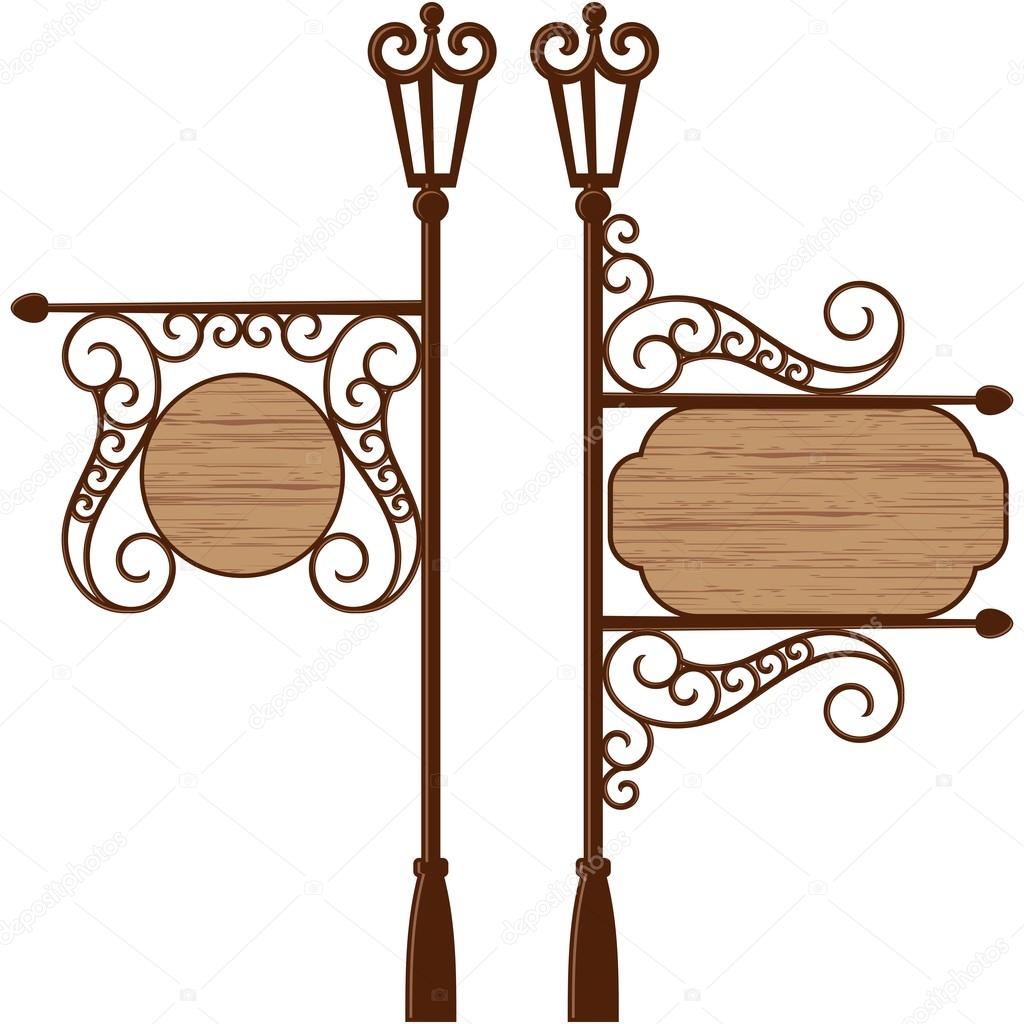 Street lamps with a signboard Stock Vector Image by ©kozyrina #29295371