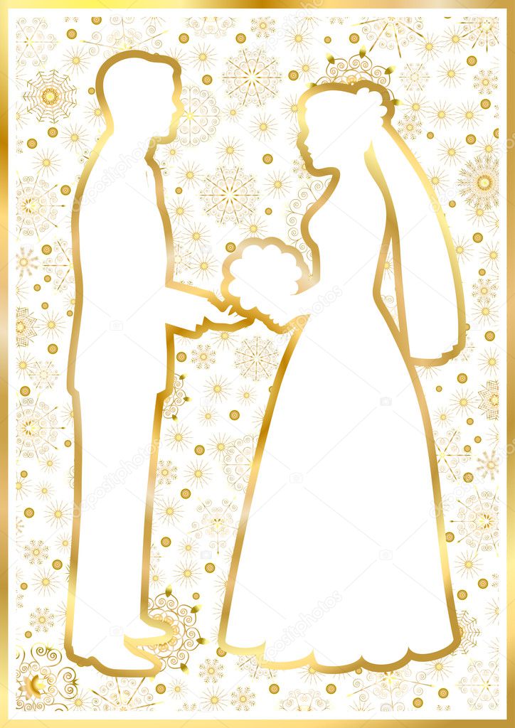 Gold bride and groom on a white square background Stock Vector Image by ...