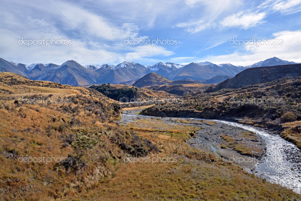 Mount Cheeseman River & Southern Alps in Autumn. Stock Photo by ...