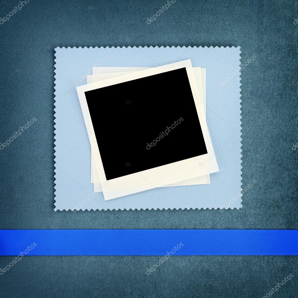 Photo frame on blue fabric background — Stock Photo © viperagp #21420055 Photo frame on blue fabric background — Stock Photo © viperagp #21420055