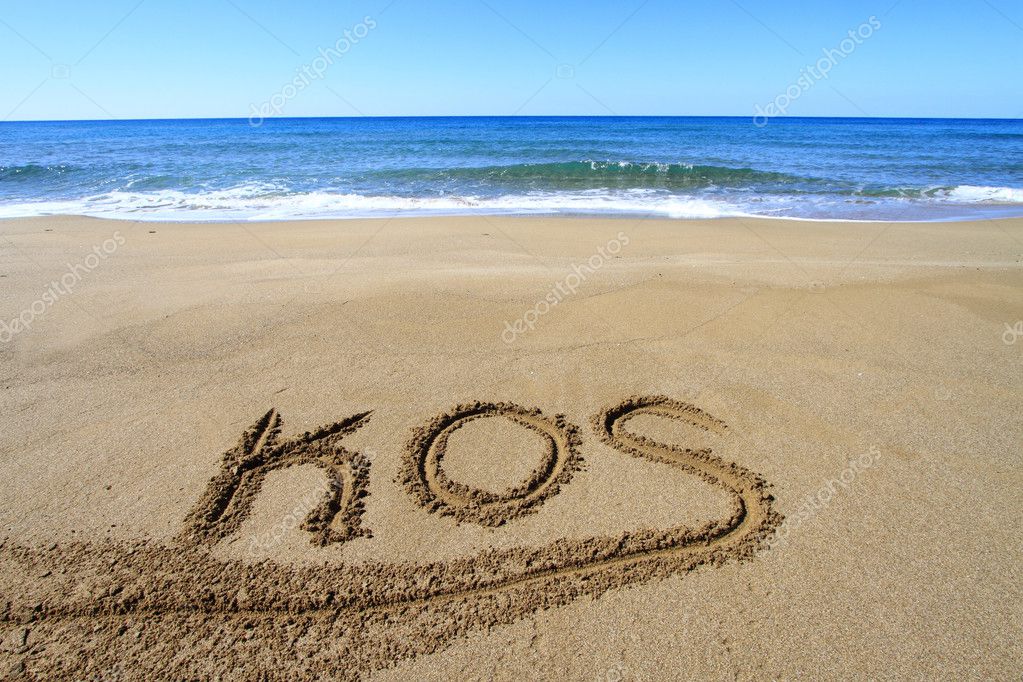 Kos written on sandy beach — Stock Photo © viperagp #23464072