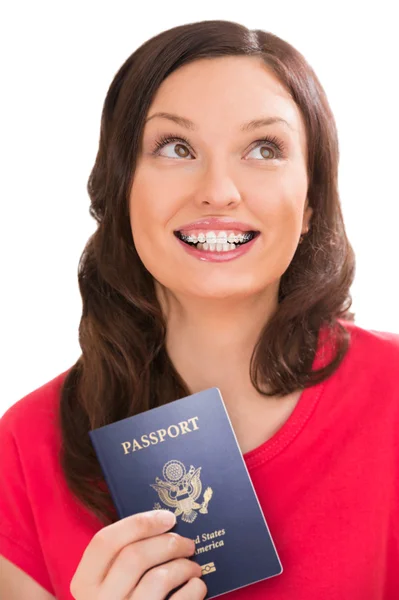 A woman holding a passport Stock Photos, Royalty Free A woman holding a ...