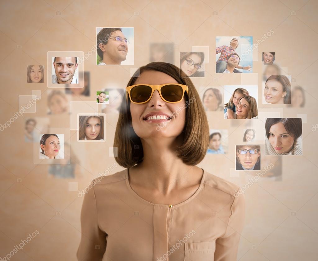 Woman with different people's faces — Stock Photo © HASLOO #40960659