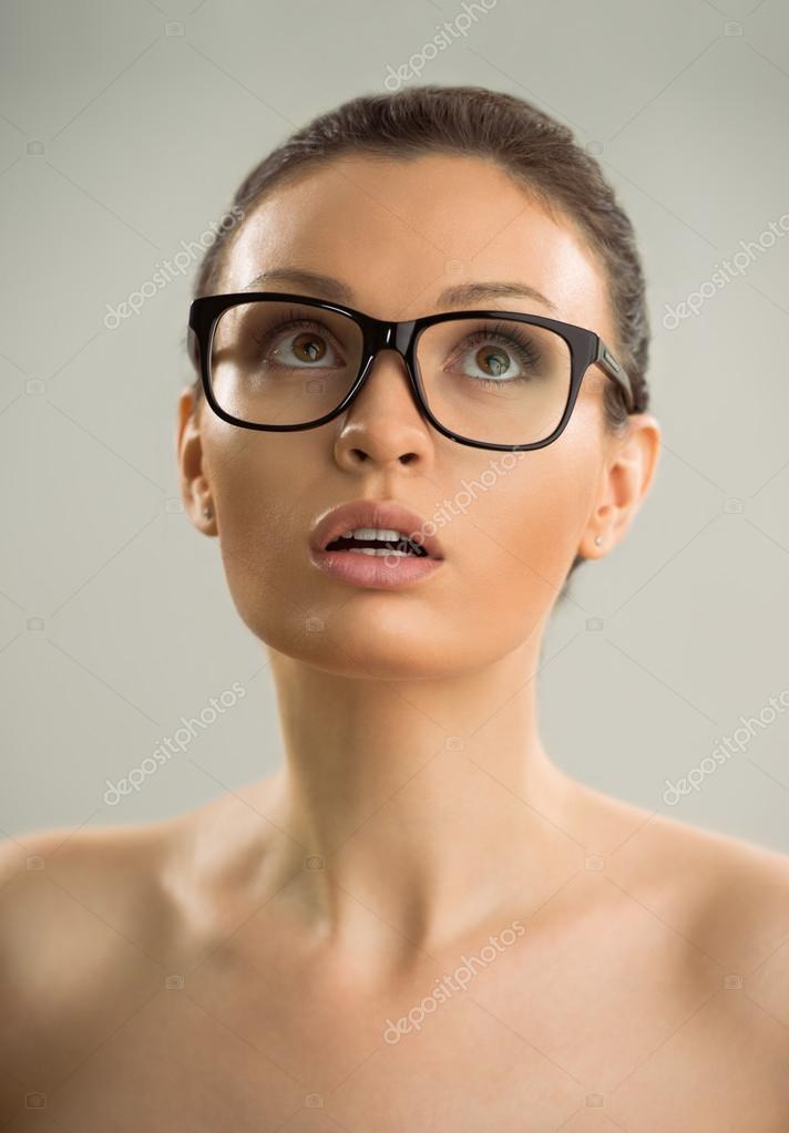 Hot Girls With Glasses Portrait Of Hot Sexy Naked Woman Wearing
