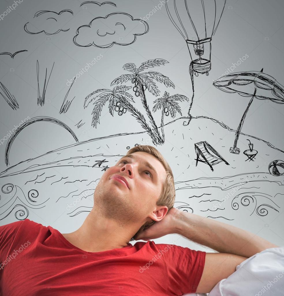 Man dreaming summer vacation — Stock Photo © HASLOO #44971519