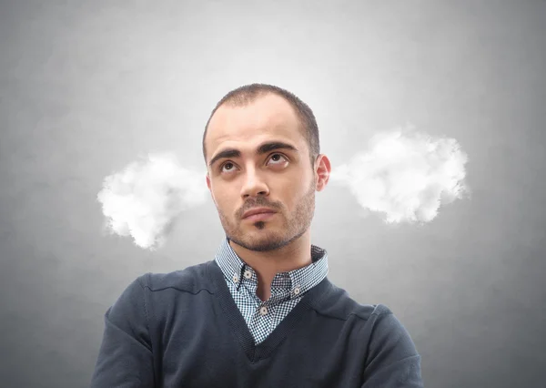 Angry young man, blowing steam coming out of ears — Stock Photo ...