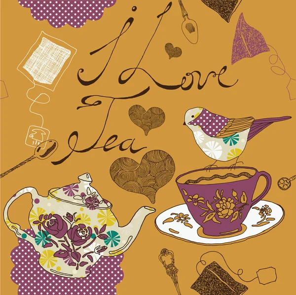 Vintage tea time background, seamless pattern Stock Vector Image by ...