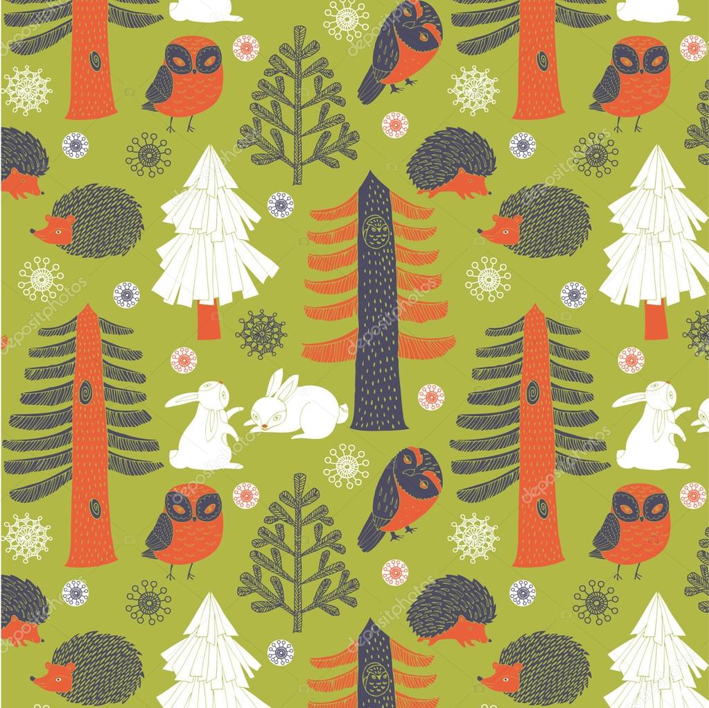 Woodland animals background Stock Vector by ©Lavandaart 15000013