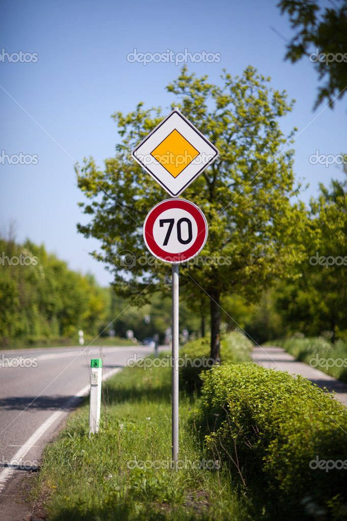 Yellow Diamond Road Signs