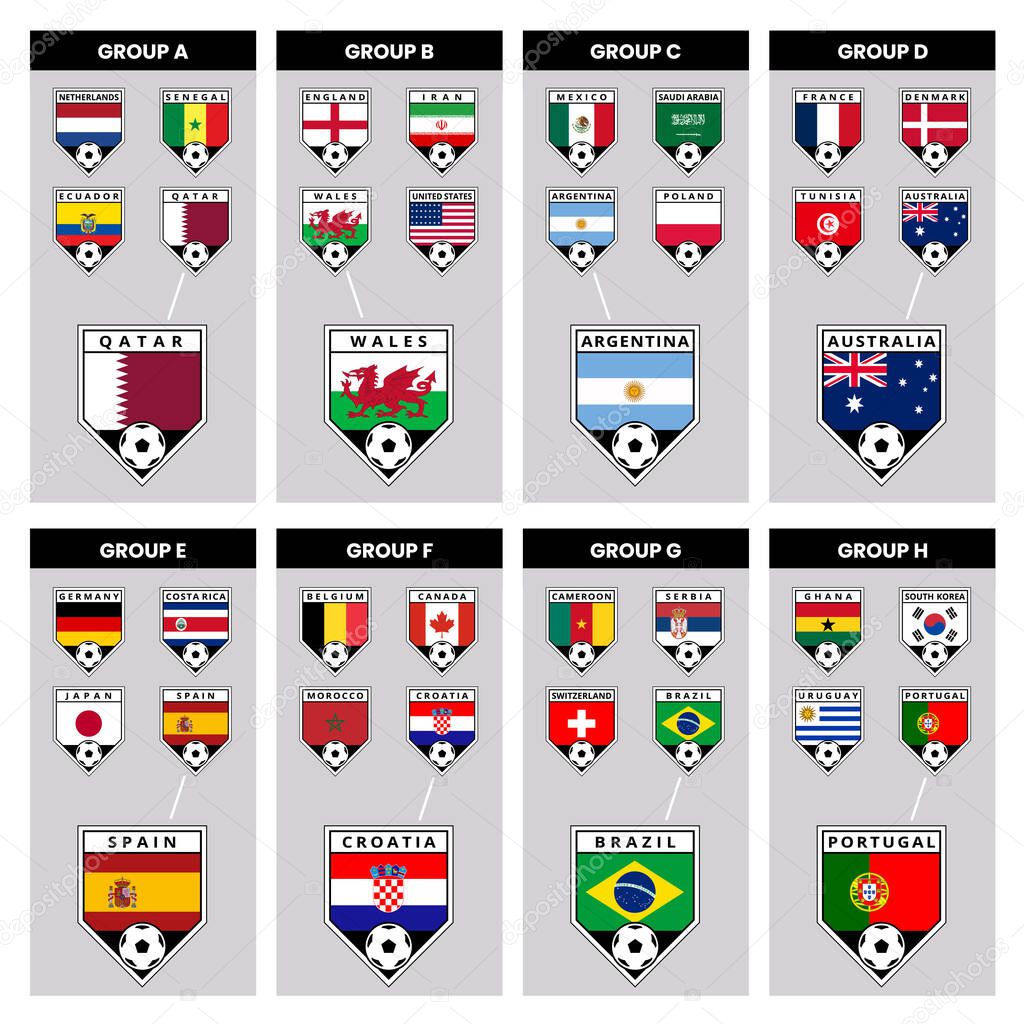 Illustrations of Angled Shield Team Badges for All Countries in All ...