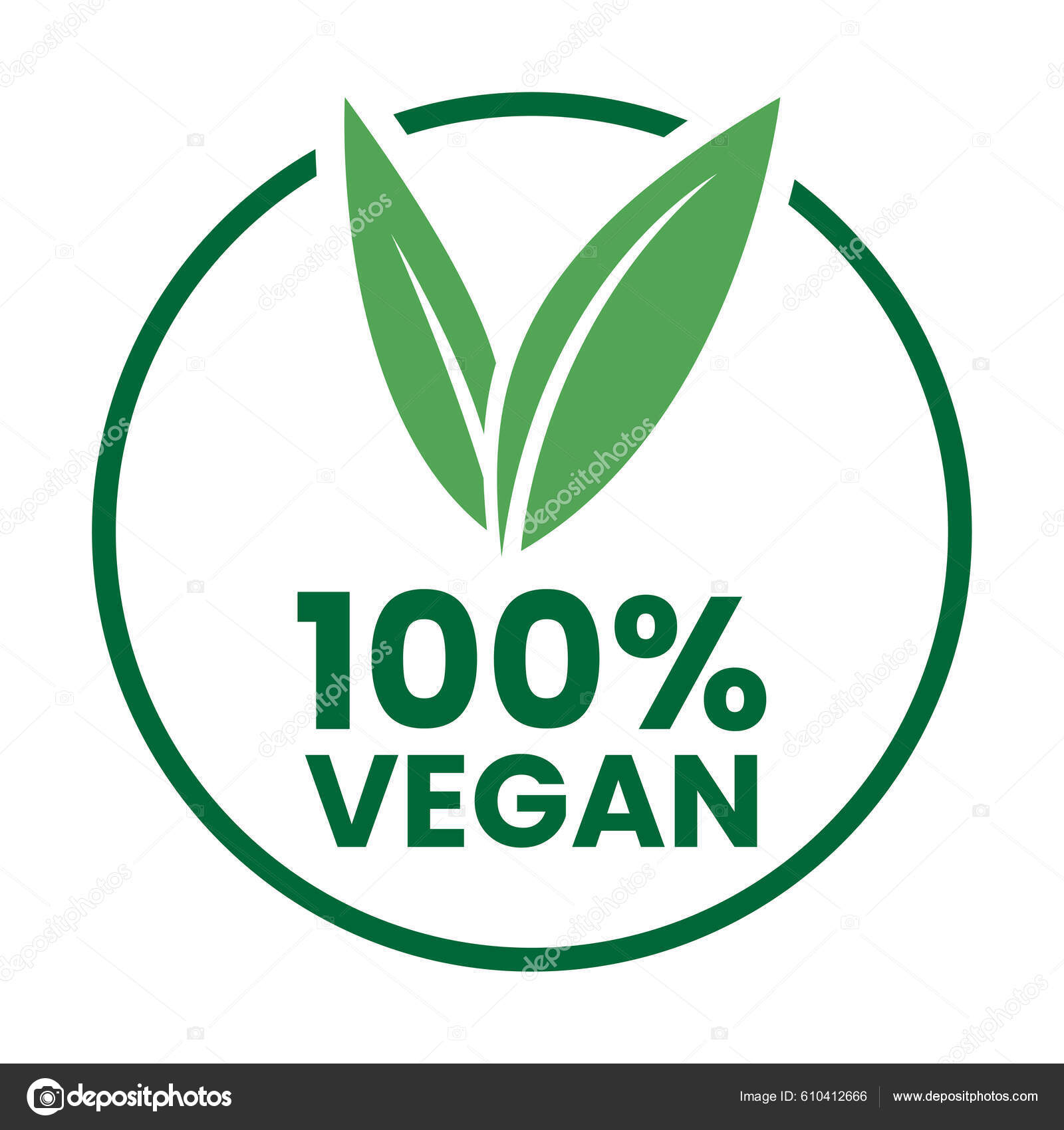 100 Vegan Icon Green Leaves Isolated White Background Stock Vector by ...