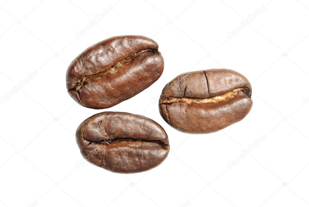 Drei Kaffeebohnen - Drei Einzelne Kaffee-bohnen — Stockfoto ...