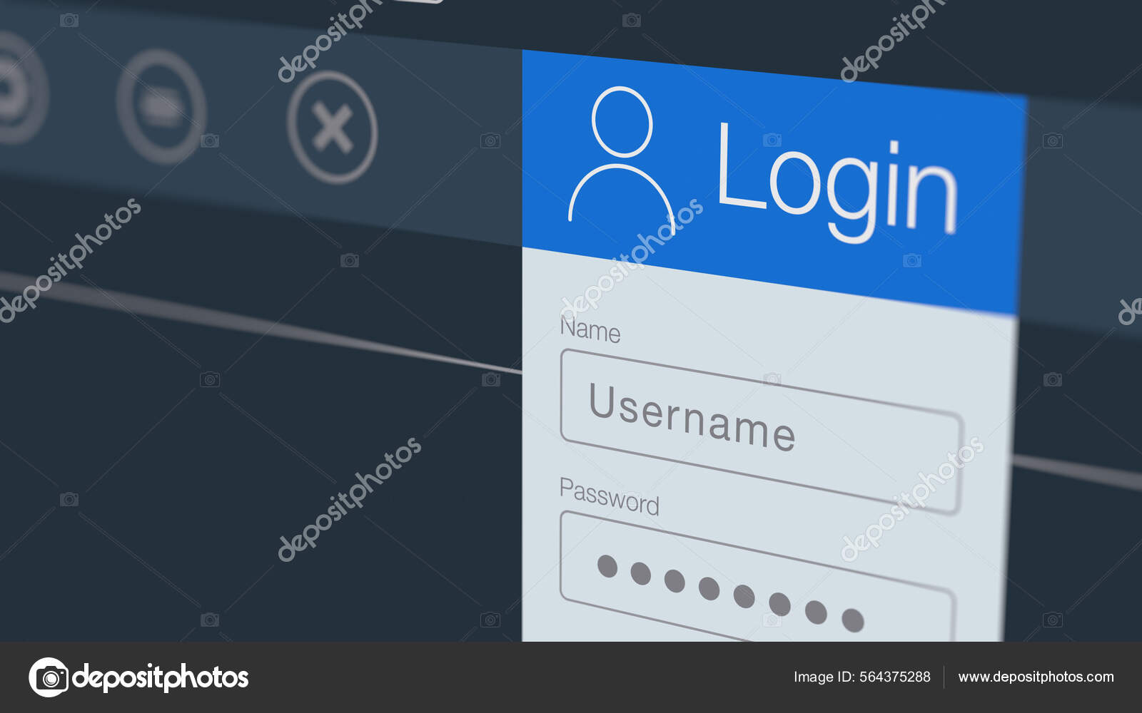 Login Account Close Computer Screen Enter Username Password Login ...