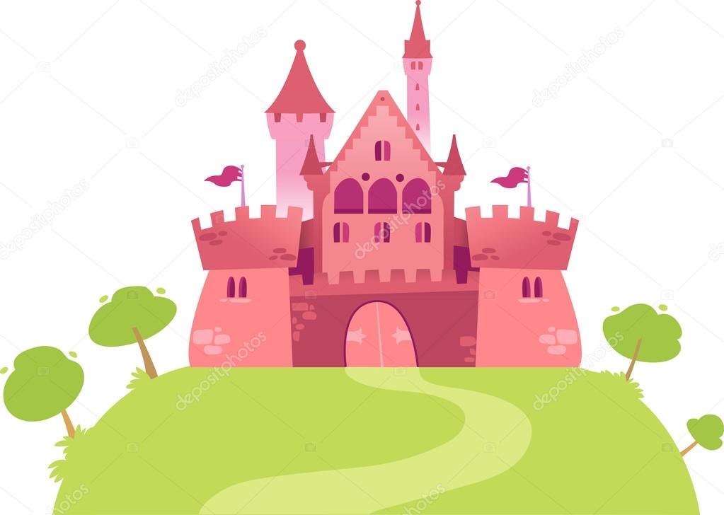 Pink cartoon castle — Stock Vector © caramelina #13127317