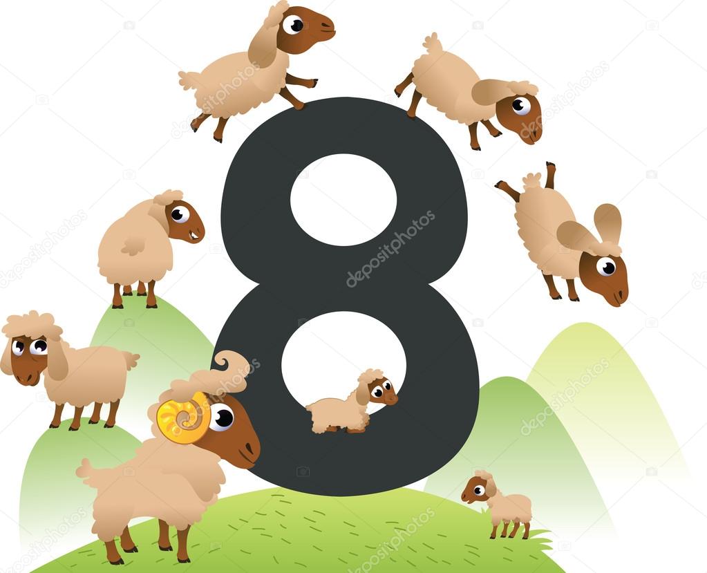 Collection number for kids: farm animals - number 8, sheeps ⬇ Vector ...