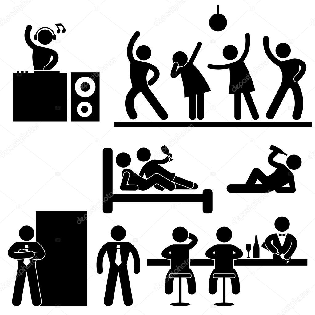 Disco Pub Night Club Bar Party Icon Symbol Sign Pictogram Stock Vector ...