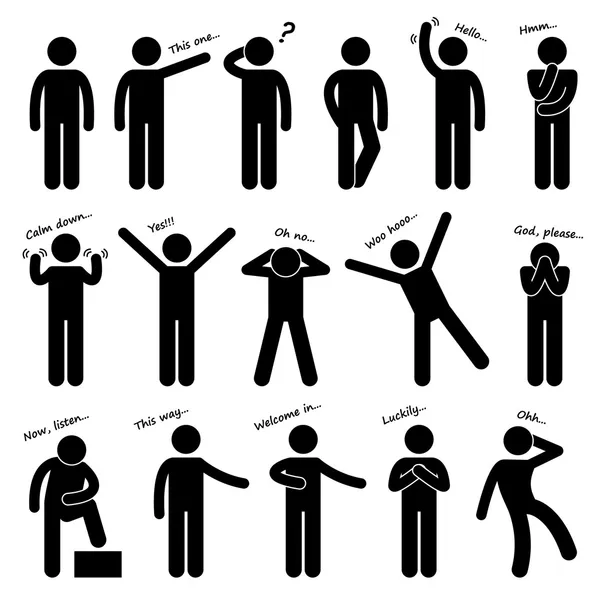 Man Person Basic Body Language Posture Stick Figure Pictogram Icon ...
