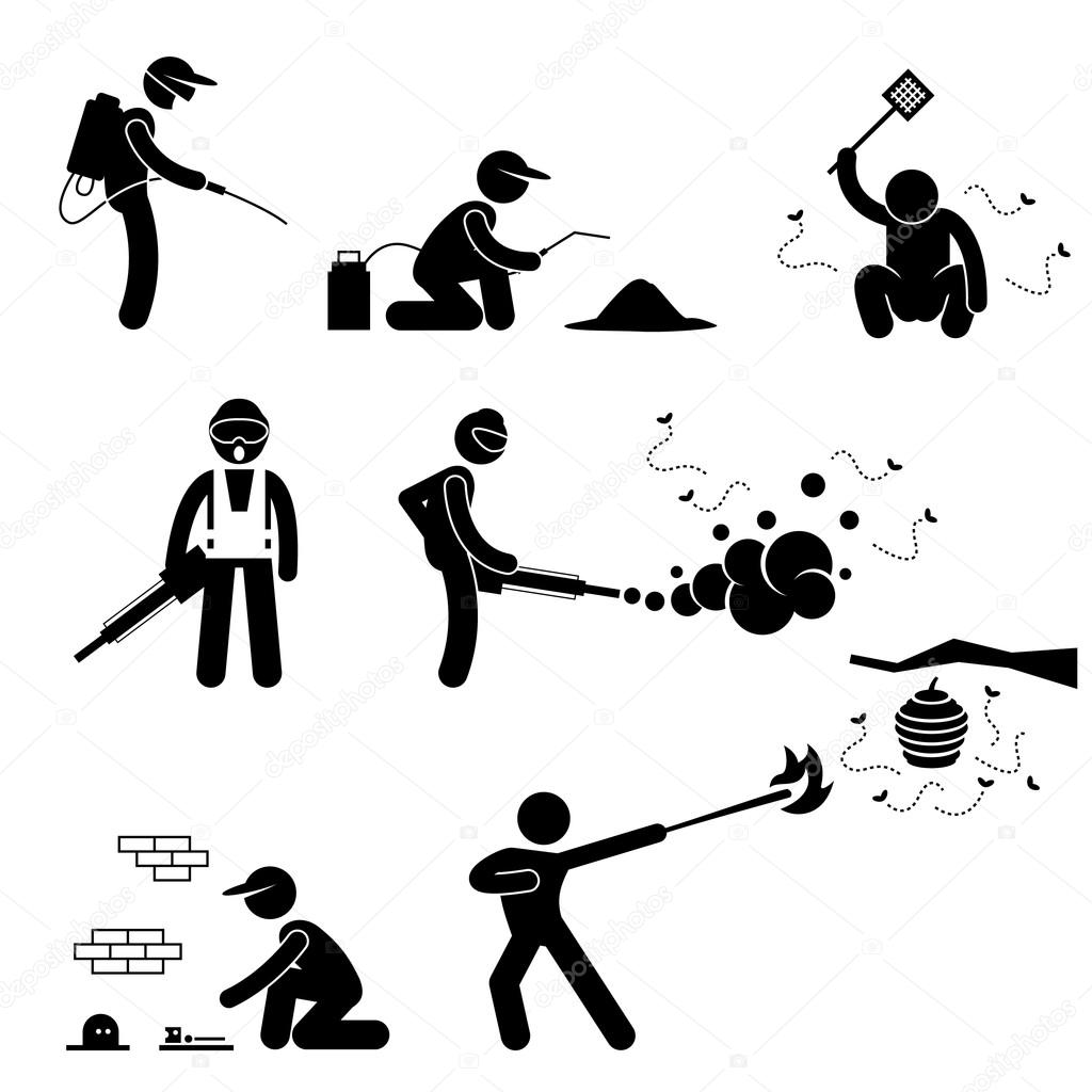 Exterminator Pest Control Stick Figure Pictogram Icon Stock Vector ...