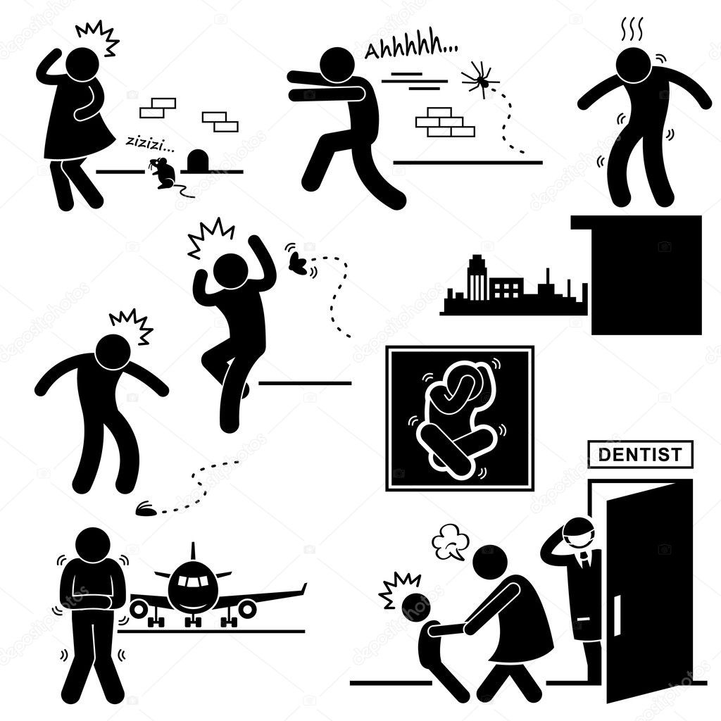 People Phobia Fear Scared Afraid Stick Figure Pictogram Icon Stock ...