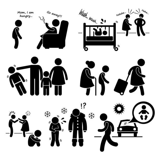 Nanny Mother Father Baby Child Care Stick Figure Pictogram Icon Stock ...