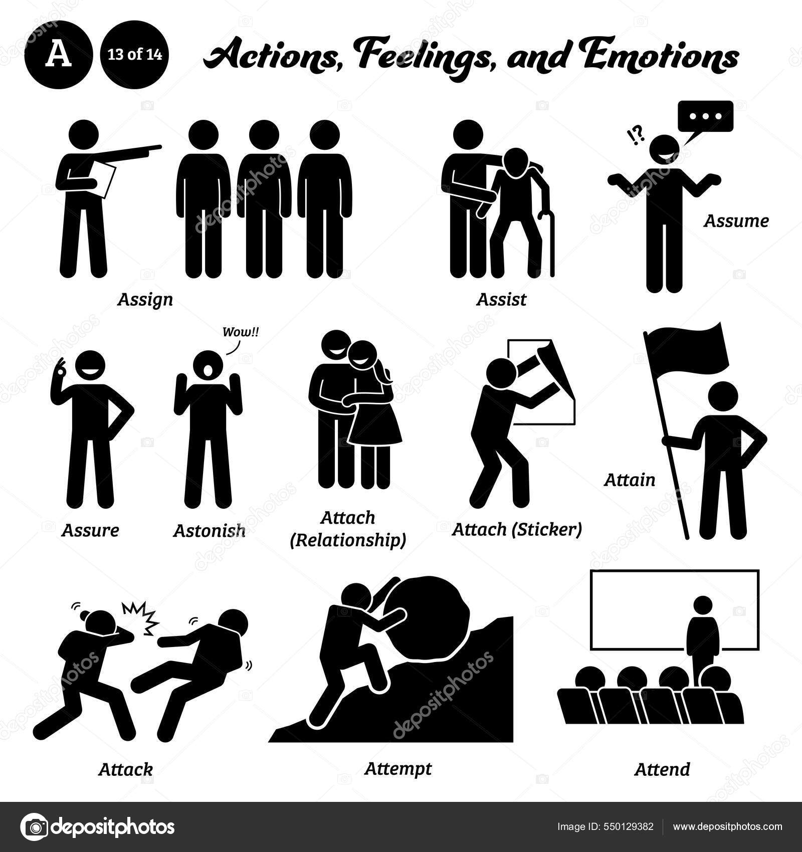 Stick Figure Human People Man Action Feelings Emotions Icons Starting ...