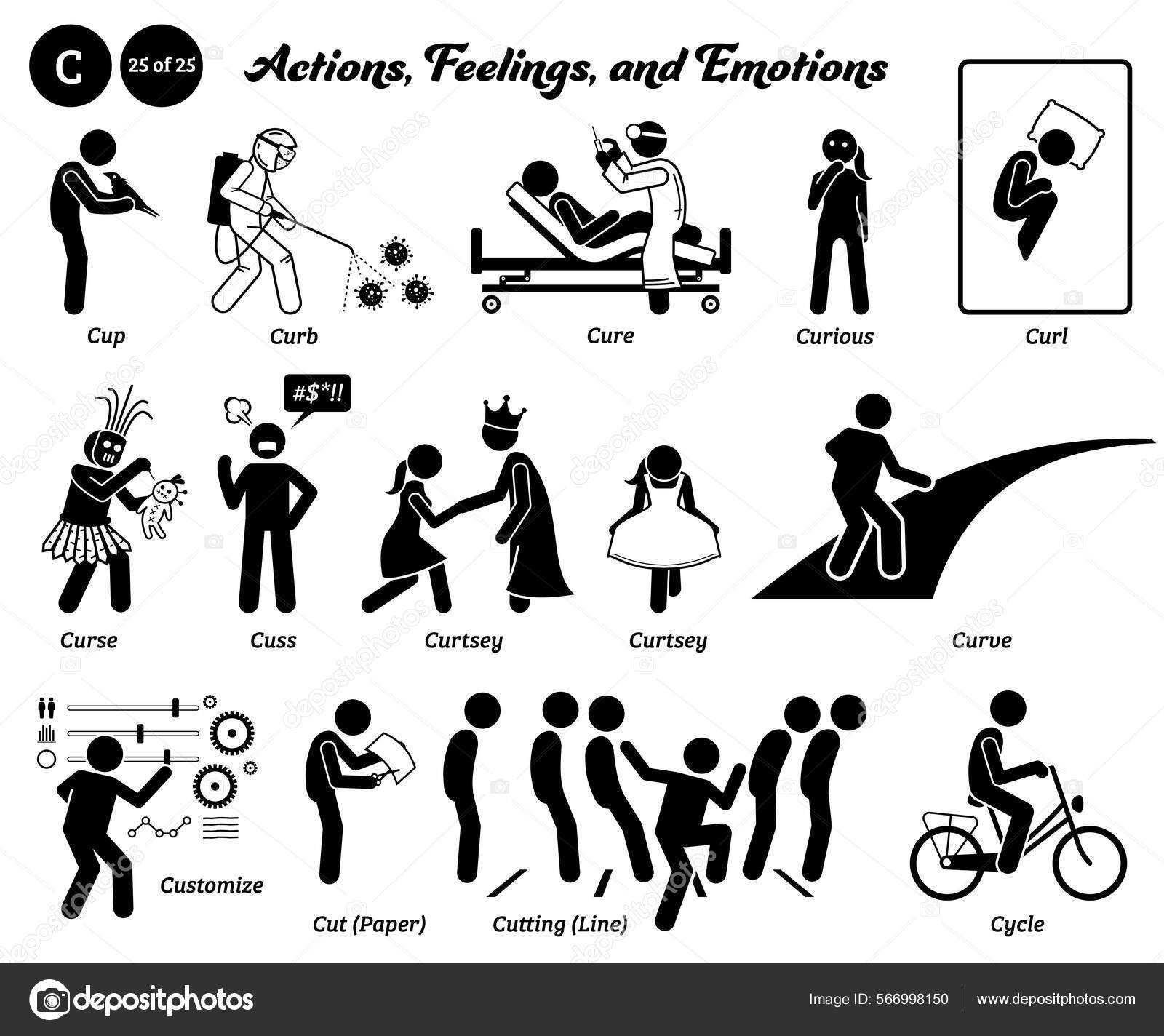 Stick Figure Human People Man Action Feelings Emotions Icons Starting ...