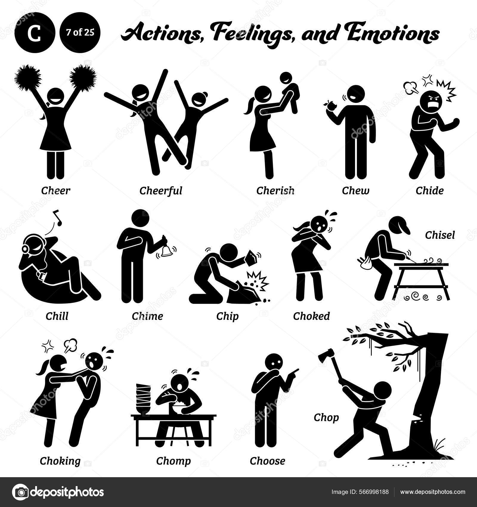 Stick Figure Human People Man Action Feelings Emotions Icons Starting ...