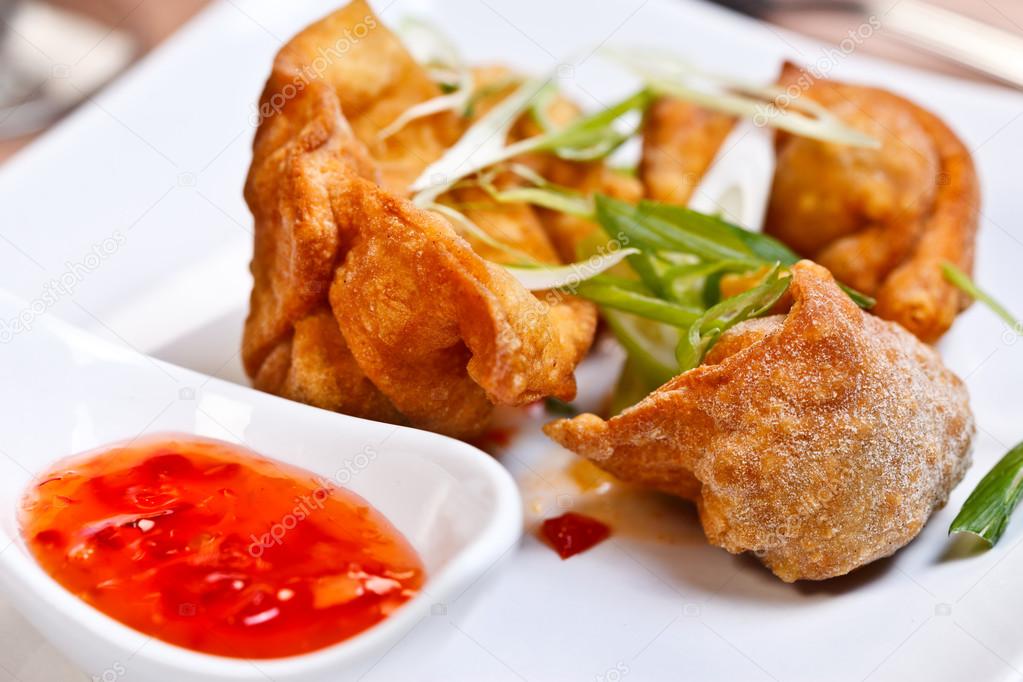 Indian appetizer - Crispy chicken wontons Stock Photo by ©kalozzolak ...