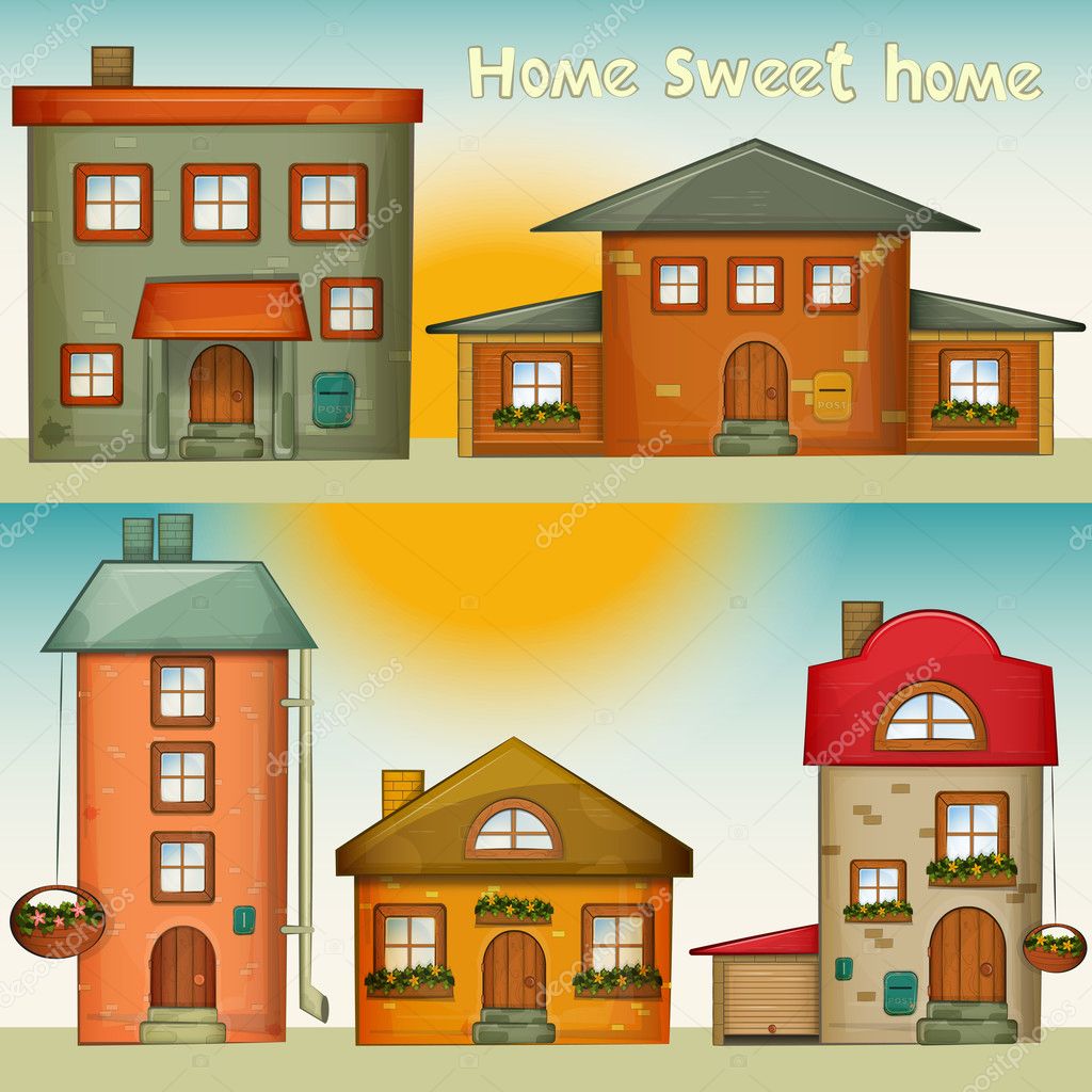 Cartoon Houses Set — Stock Vector © elfivetrov #21229217