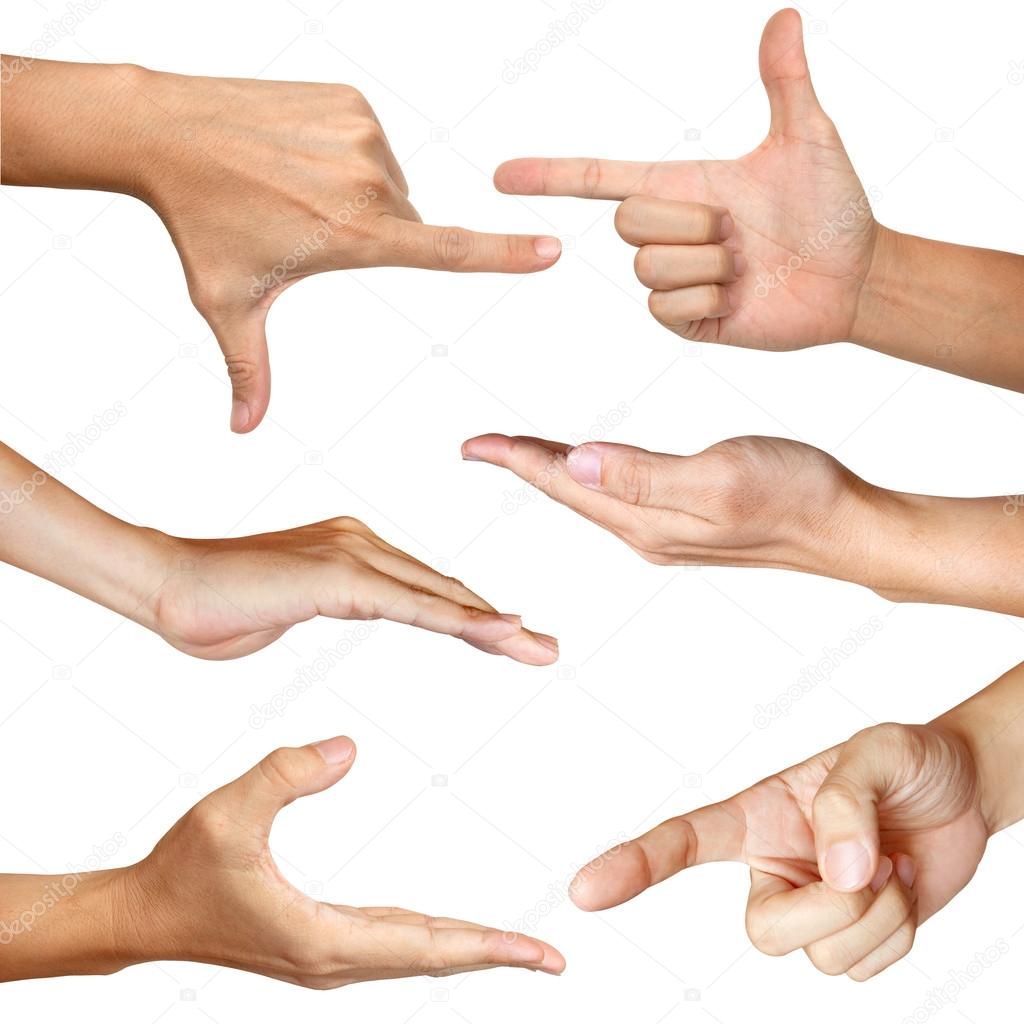 Six hands action isolated with clipping path — Stock Photo © tanatat ...