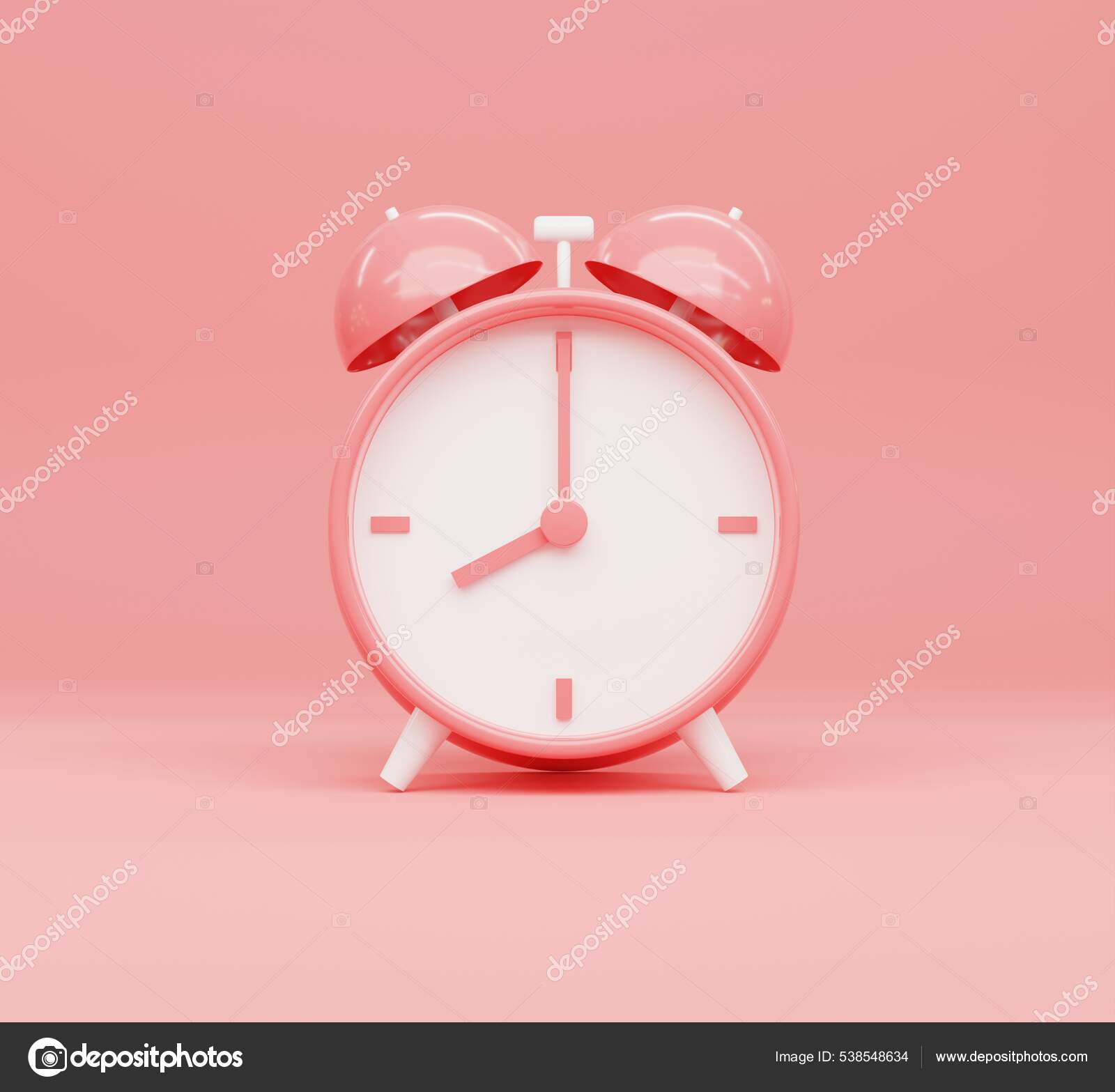 Illustration Pink Clock Pink Background Stock Photo by ©tanatat 538548634