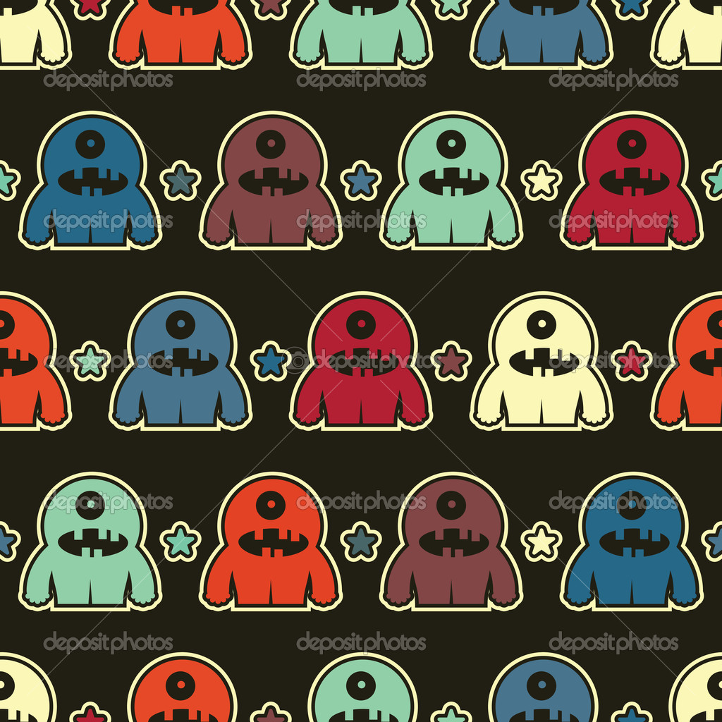 Monsters - seamless pattern Stock Vector by ©aleabievsasha 14008872