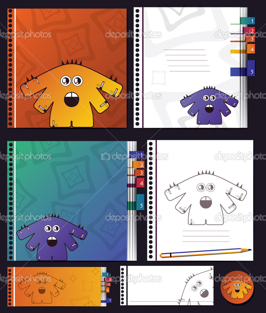 Card with monsters. notebook Stock Vector Image by ©aleabievsasha #16509693