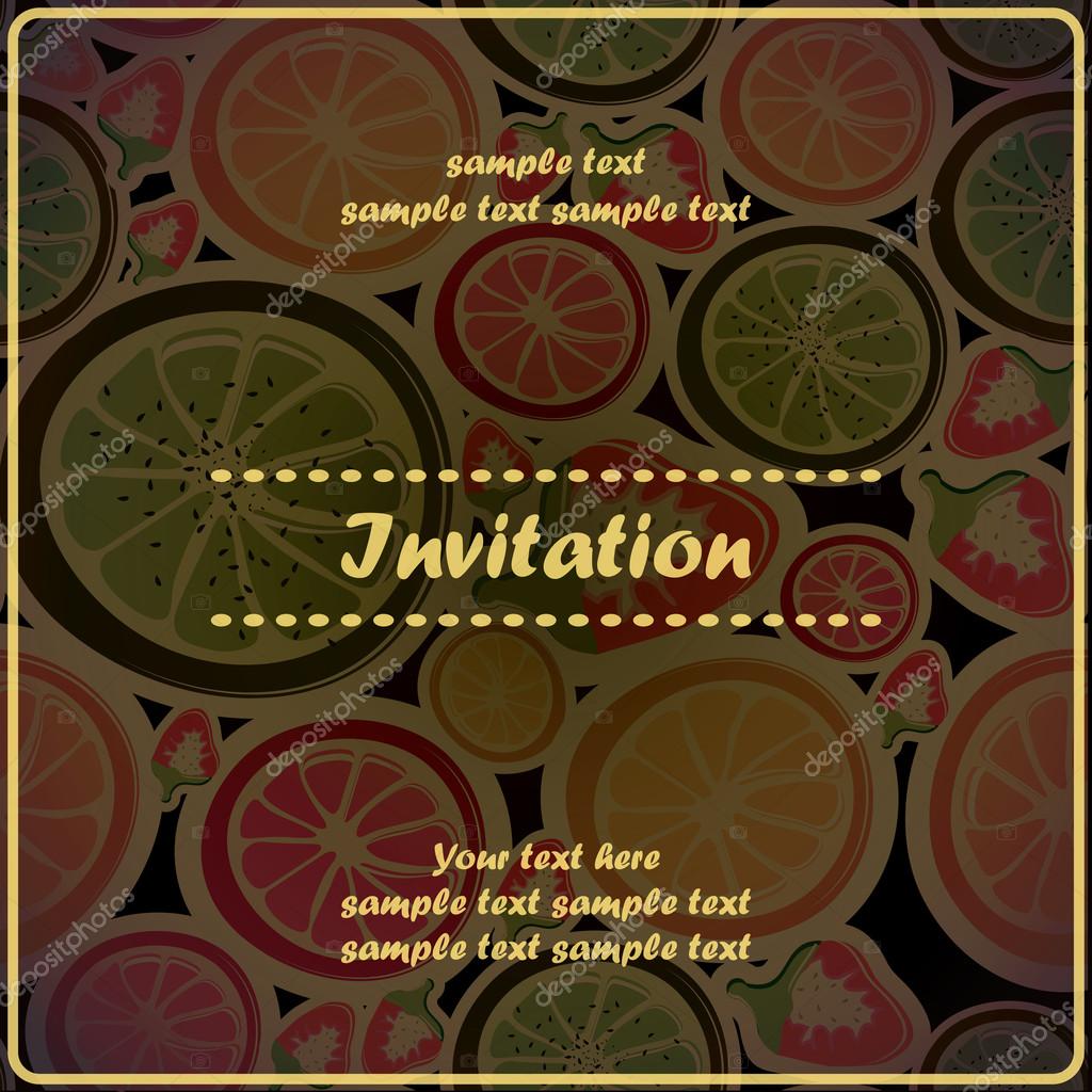 Invitation card with colorful fruits Stock Vector Image by ...