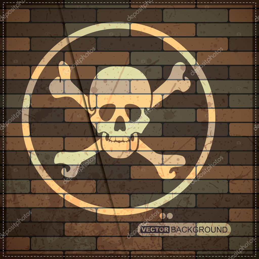 Background with skull on brick wall Stock Vector Image by ...