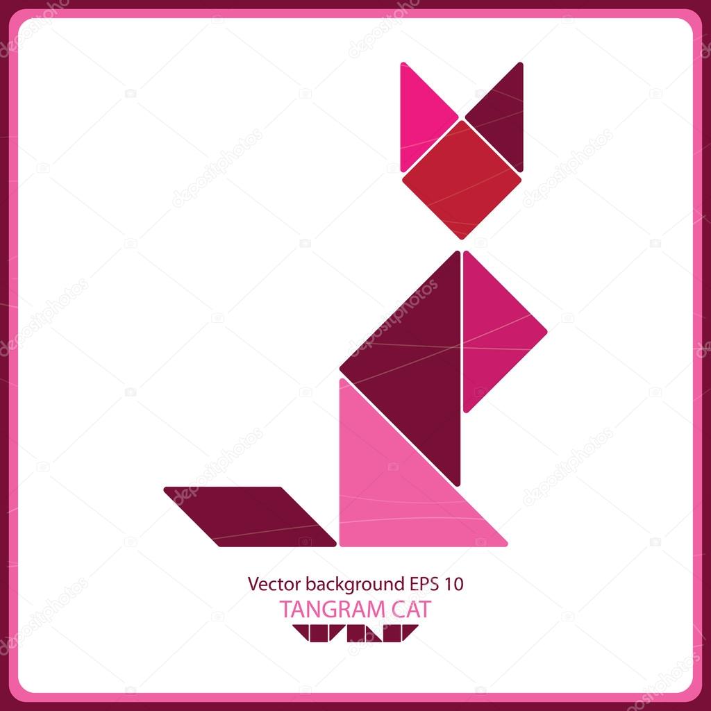 Gato colorido tangram - vector fondo — Vector de stock #26629551 ...