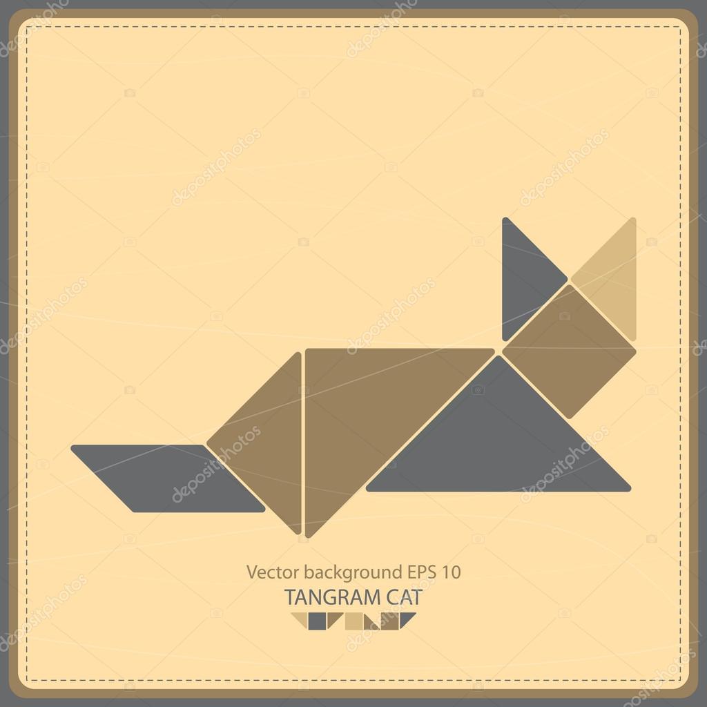Gato tangram colorido - fondo vectorial Vector de stock por ...
