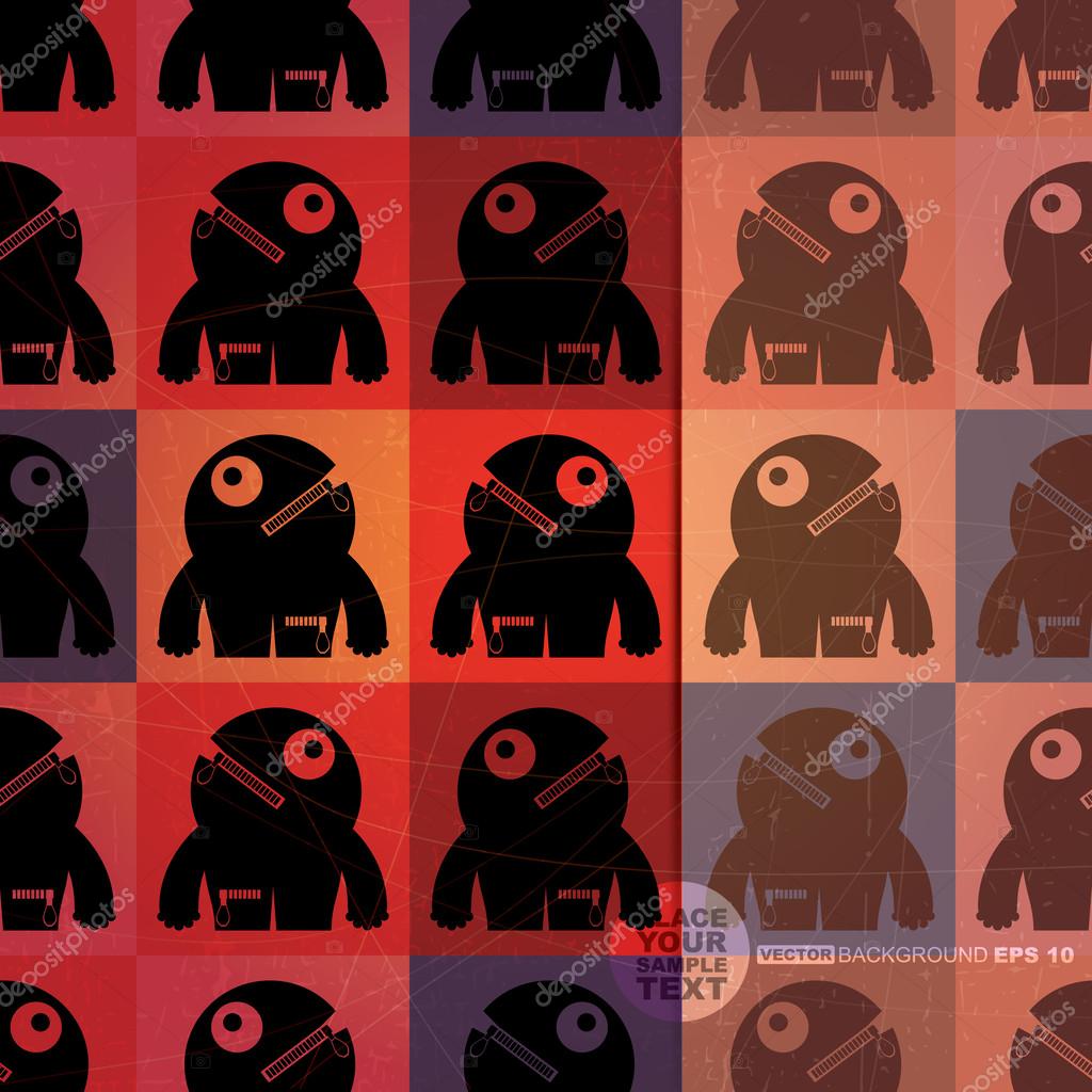 Retro background with monsters and place for text. Seamless pattern ...
