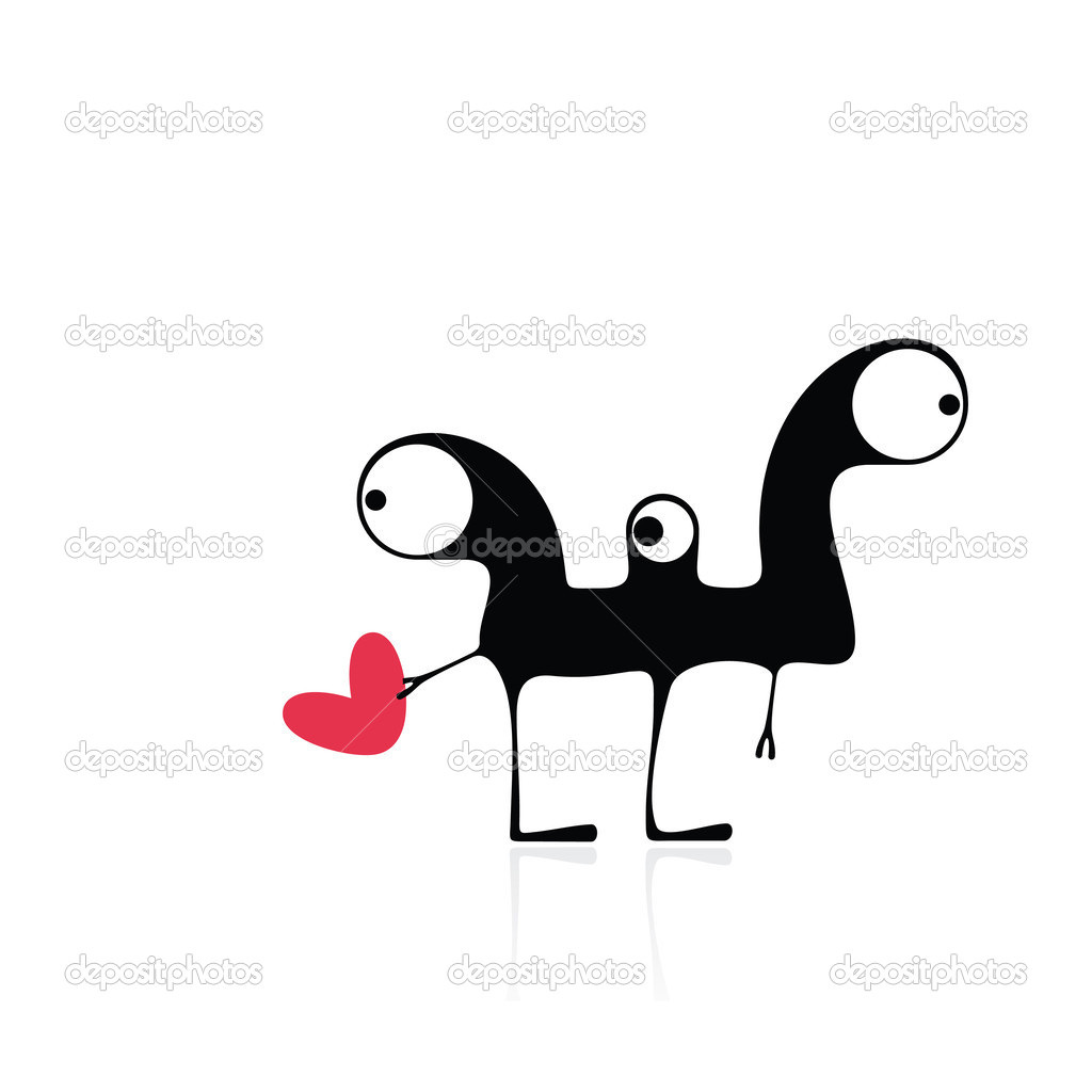 Cute monster with heart Stock Vector by ©aleabievsasha 30601213