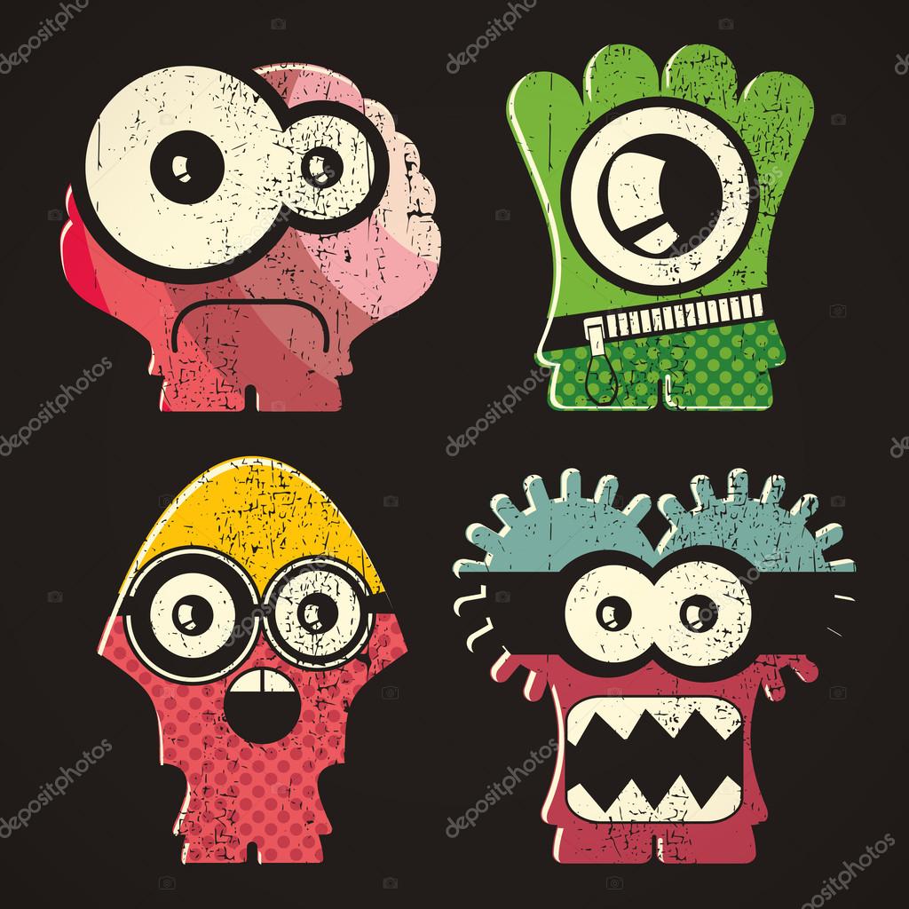Set of four monsters Stock Vector Image by ©aleabievsasha #33958181
