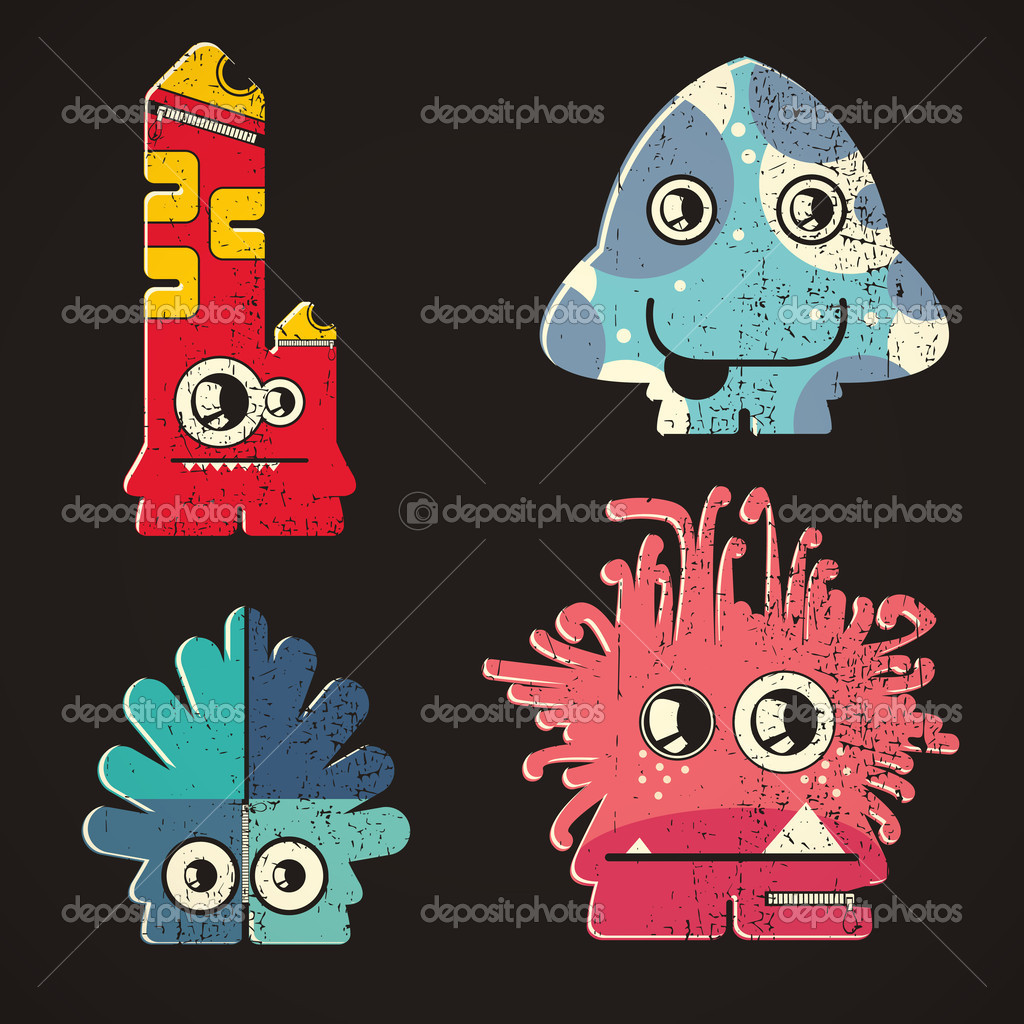Set of four monsters Stock Vector by ©aleabievsasha 35101823