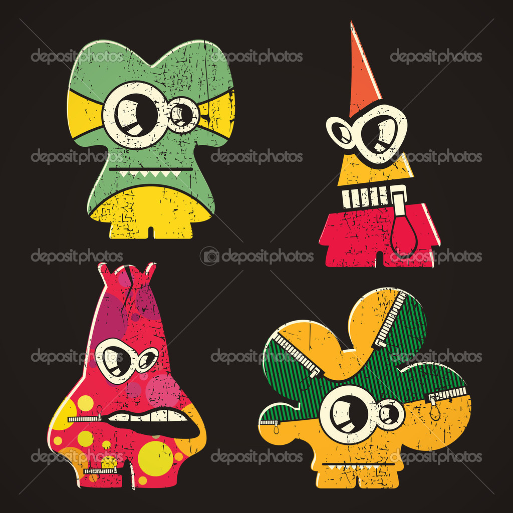 Set of four monsters Stock Vector Image by ©aleabievsasha #35102439