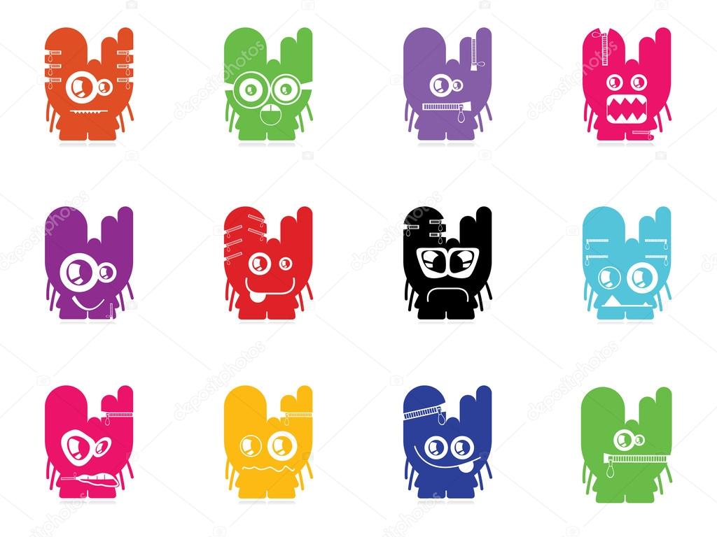 Set of twelve color monsters isolated on white. vector Stock Vector ...