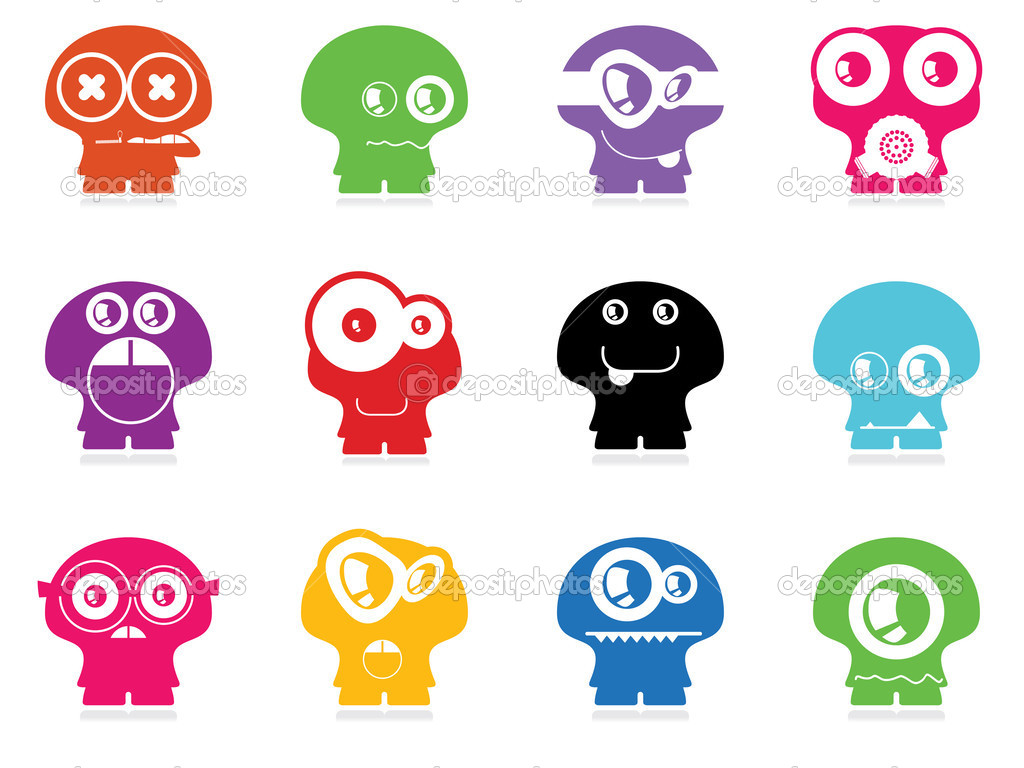 Set of twelve color monsters Stock Vector by ©aleabievsasha 36380073