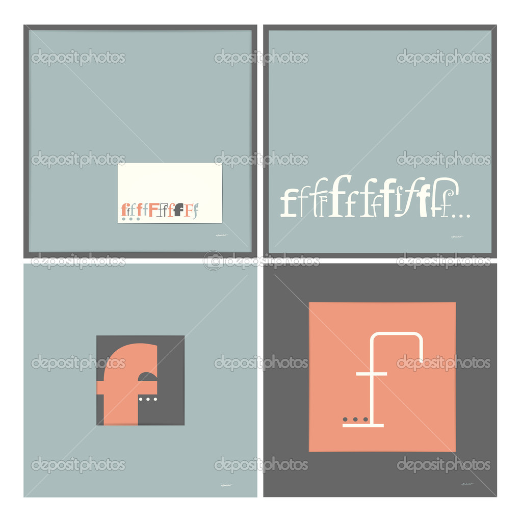 Stylish alphabet in frames. Letter F,Typographic elements. Stock Vector ...