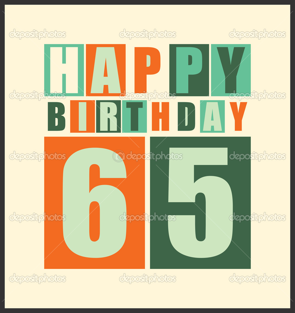 retro grattiskort. Grattis på födelsedagen 65 år. presentkort — Stock ...