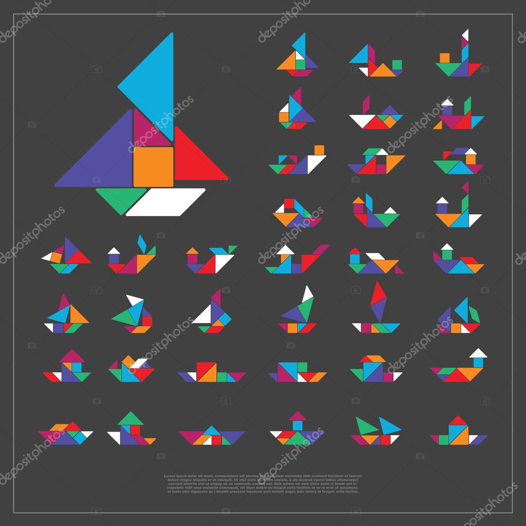 Set of tangram ships Stock Vector Image by ©aleabievsasha #51169509
