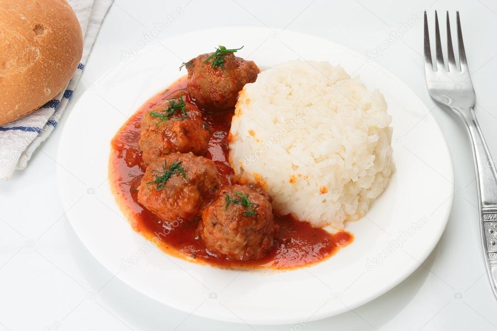 Meatballs with rice Stock Photo by ©Avesun 12574847