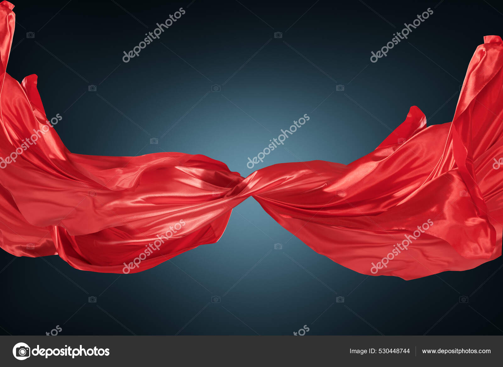 Red Fluttering Cloth Isolated Waving Dark Background Silk Fabric Flying ...